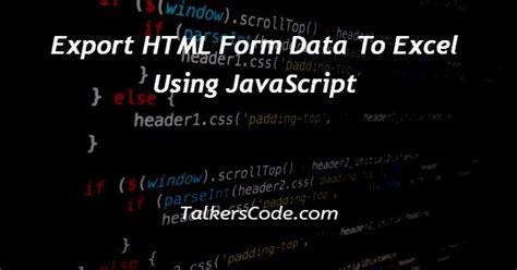 export html form data to excel using javascript