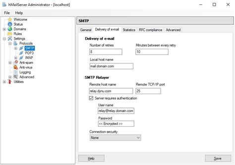 how to configure hmailserver with smtp relay inbound smtp relay