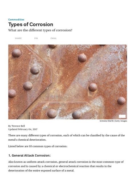 10 Common Types Of Corrosion Pdf Corrosion Electrochemistry