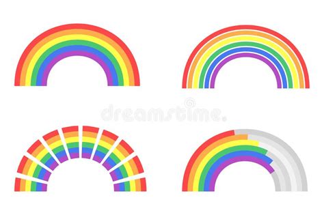 Colorful Trendy Flat Style Rainbow Set Of Rainbow Symbols Lgbt Pride
