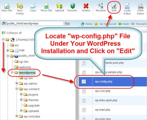 how to edit wp config php file in wordpress webnots