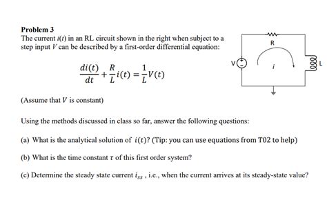 [solved] Problem 3 The Current I T In An Rl Circuit Shown