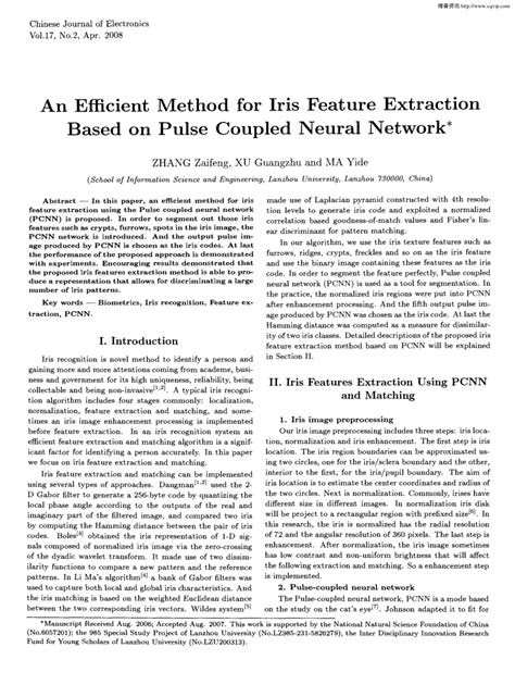 pdf an efficient method for iris feature extraction based on pulse