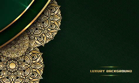 Dark Green Luxury Abstract Background Mandala Decoration With Gold