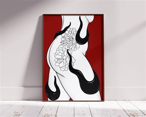 Tentacle Lewd Art Print Kinky Nude Erotic Wall Art Bdsm Etsy Uk