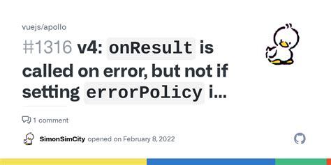 v4 `onresult` is called on error but not if setting `errorpolicy` is