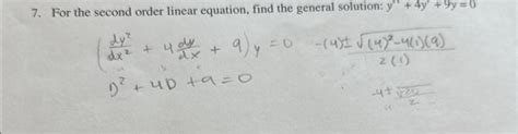 Solved 7 For The Second Order Linear Equation Find The