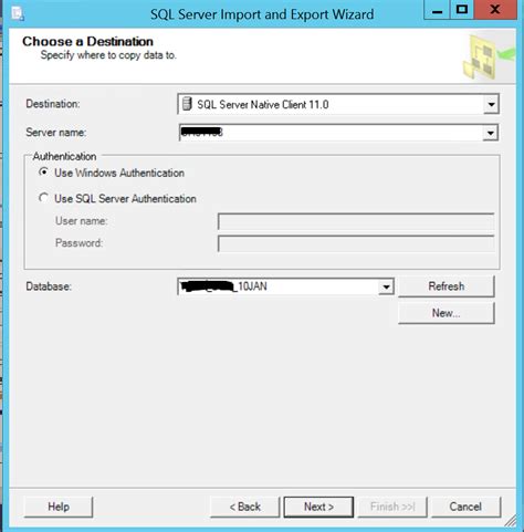 copy tables between databases in sql server using import