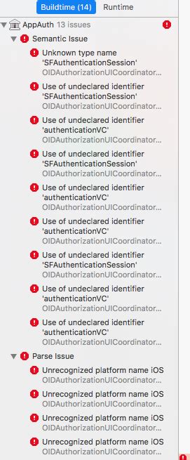 ios appauth semantic and parse issues are breaking build of react