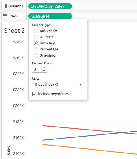 format numbers and null values