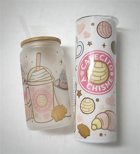 Cafecito And Chisme Frosted Glass Cup 20oz Tumbler Etsy