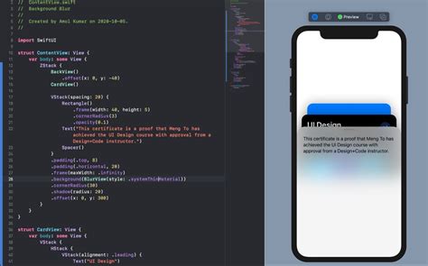 background blur swiftui handbook design code