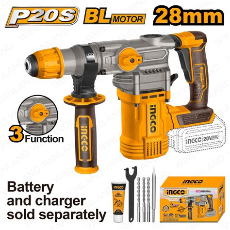 Ingco By Winland Brushless Motor Lithium Ion Cordless Rotary Hammer 20v