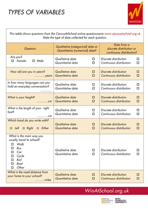 types of variables by uk teaching resources tes