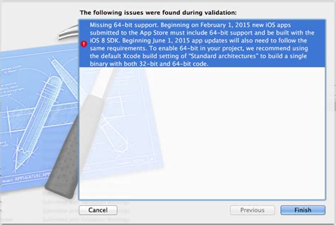 xcode missing 64 bit support when validating ios build stack overflow