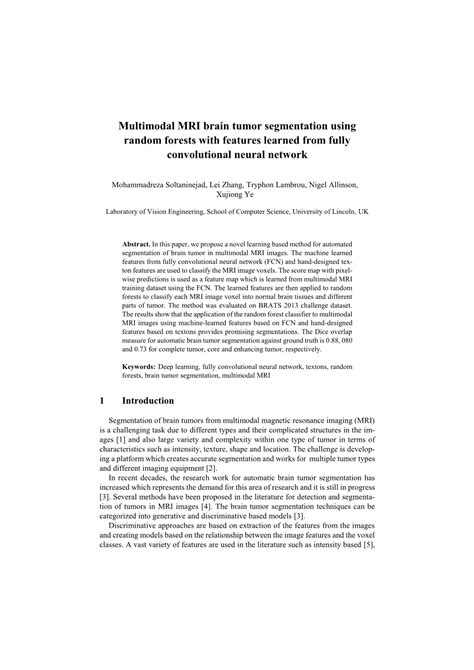 Multimodal Mri Brain Tumor Segmentation Using Random Forests With