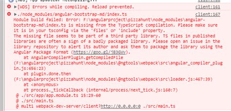 bootstrap md index ts is missing from the typescript compilation