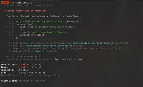 javascript expressjs api testing throws cannot read property address