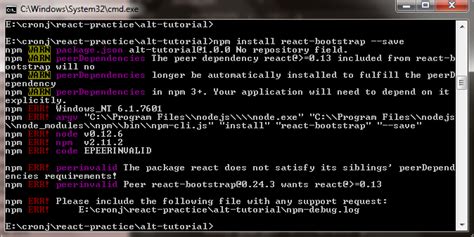 reactjs unable to install react bootstrap stack overflow