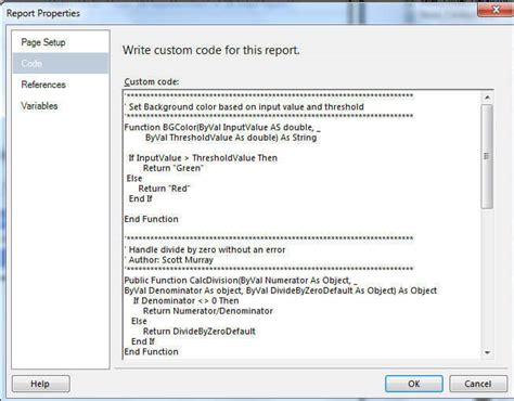 sql server reporting services embedding code for