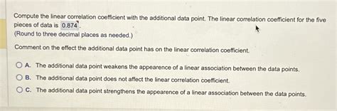 [solved] Compute The Linear Correlation Coefficient With Th
