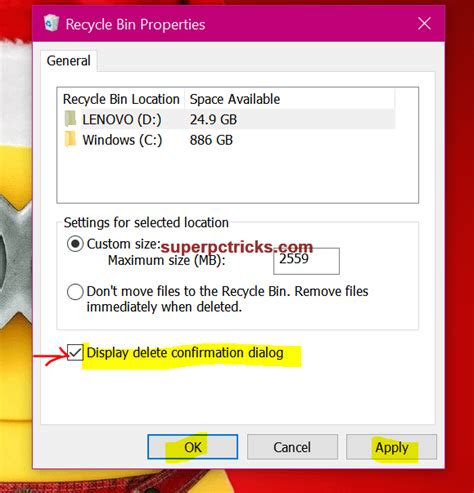 How To Enable Delete Confirmation Dialog Box In Windows 10 Tips Tricks