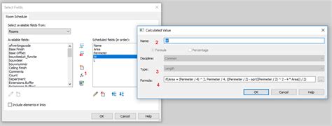 solved how to add length and width of a room as parameters in schedule