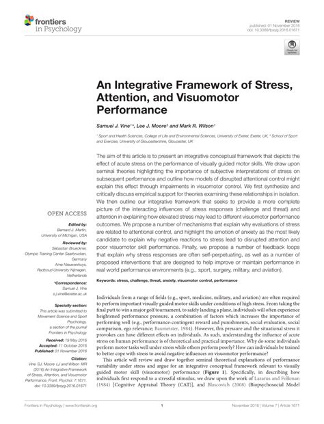 Pdf An Integrative Framework Of Stress Attention And Visuomotor