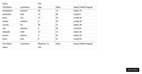 react table sticky examples codesandbox