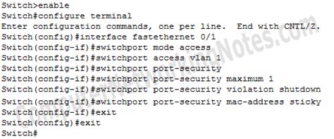 packet tracer configuring switch port security 2 2 4 9 packet tracer