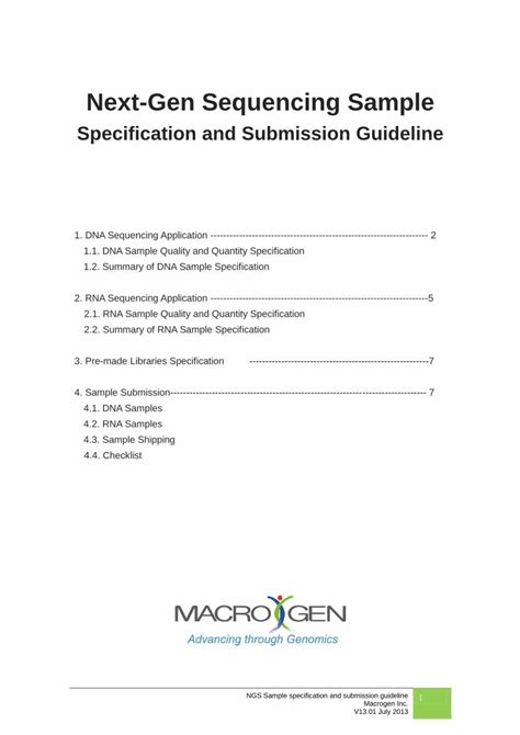 Pdf Next Gen Sequencing Sample · Pdf Filengs Sample Specification And