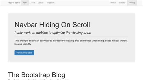 bootstrap navbar hide on scroll down show on scroll up for mobiles