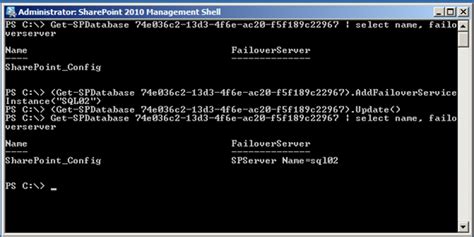 setting a sharepoint 2010 config db failover server with powershell