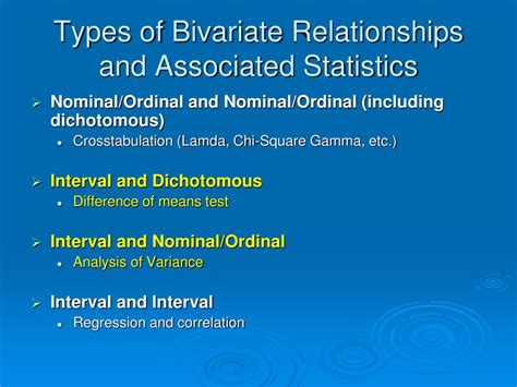 Ppt Types Of Bivariate Relationships And Associated Statistics