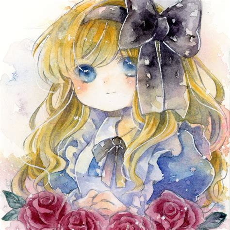 Class101 아날로그 일러스트를 처음부터 배우자 투명한 수채화로 그려진 꽃 소녀 빛의 그림