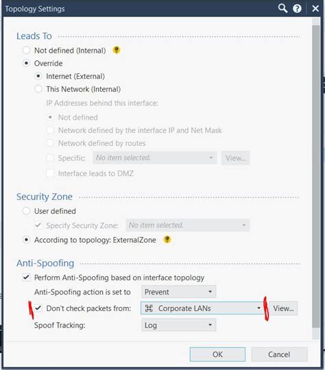 solved anti spoofing on external interface check point checkmates