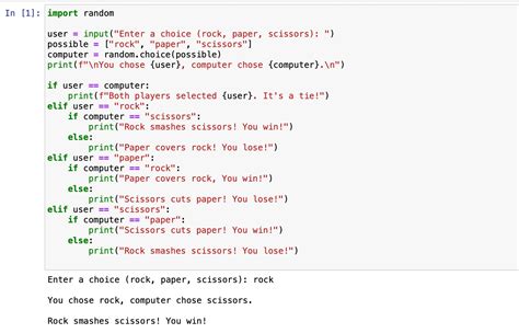 how to code a simple rock paper scissors game on python