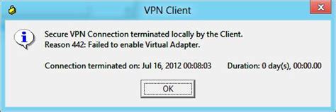 windows 8 cisco vpn client failed to enable virtual adapter