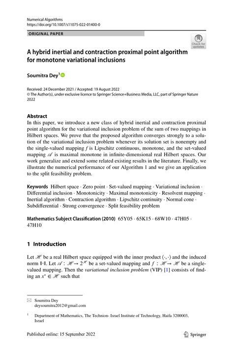 Pdf A Hybrid Inertial And Contraction Proximal Point Algorithm For