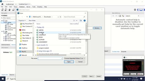 import database tables csv format to mysql workbench youtube