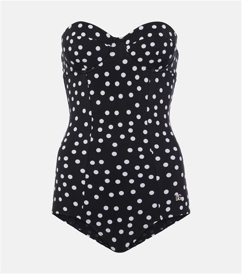 Polka Dot Swimsuit In Black Dolce Gabbana Mytheresa