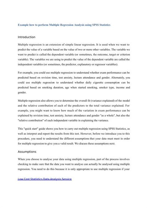 Pdf Example How To Perform Multiple Regression Analysis Using Spss