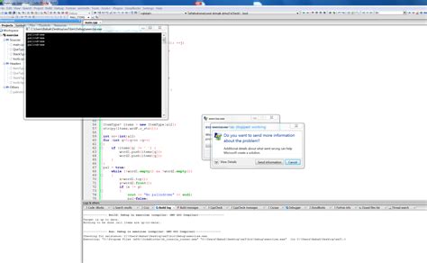 c 11 c exe has stopped working error in code stack overflow
