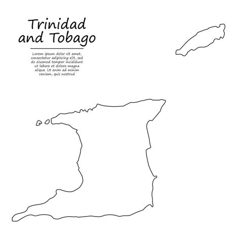 Simple Outline Map Of Trinidad And Tobago Silhouette In Sketch
