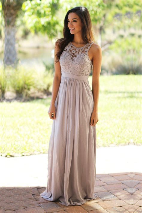 Gray Lace Maxi Dress Gray Maxi Dress Bridesmaid Dresses – Saved By
