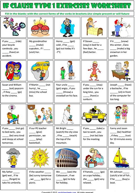 Conditionals If Clauses Type 1 Exercises Worksheet Lesson