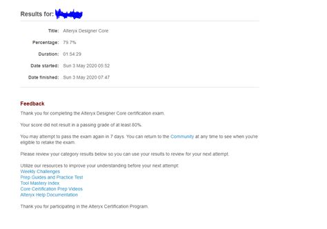 solved designer core certification pass percentage alteryx community