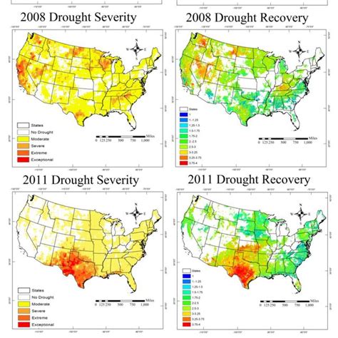 Spatial Distribution Of Drought Severity Left And Drought Recovery