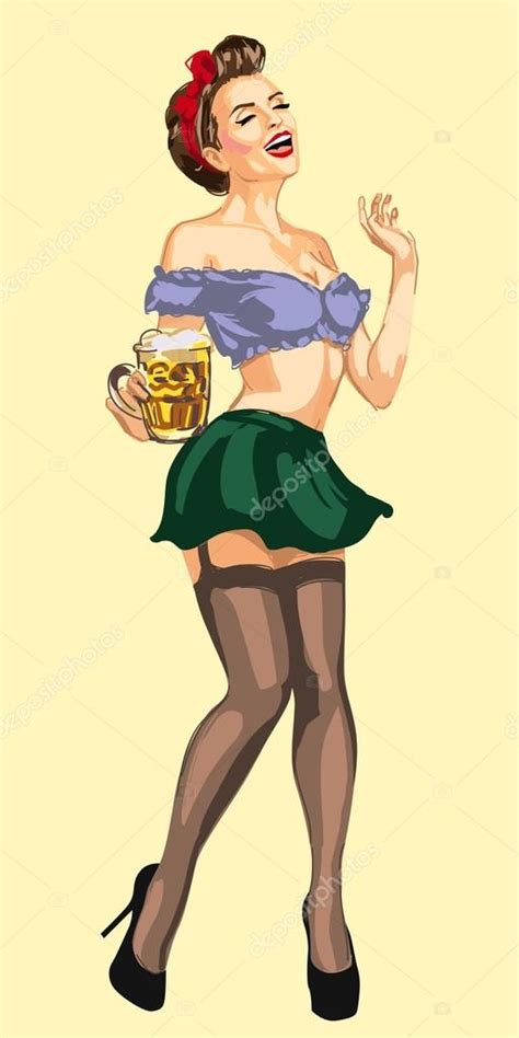 Waitress Pinup Pin Up Girl Waitress — Stock Vector © Furzikava 103677374