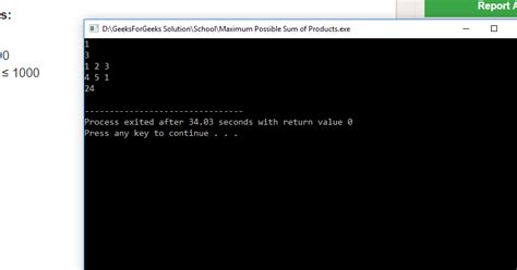 geeksforgeeks solution for maximum possible sum of products